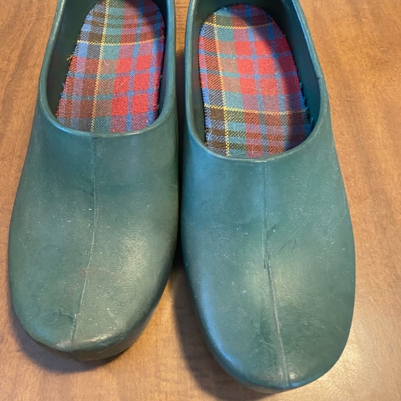 Shoes | German Wedge Clogs Hunter Green Plaid Insole Vintage 4 | Poshmark